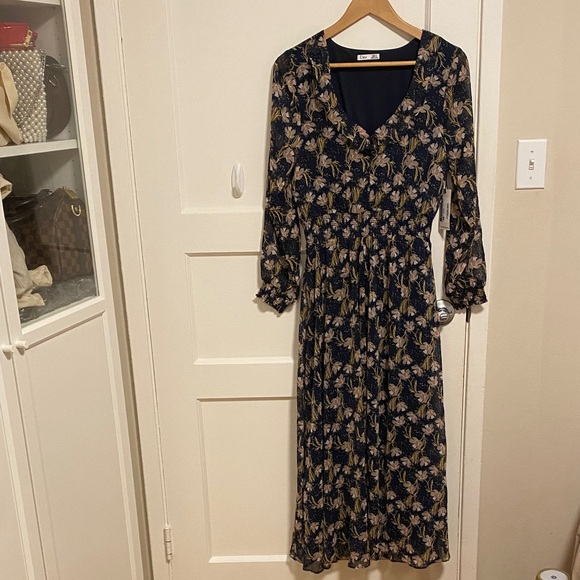 Dex | Dresses | Nwt Dex Floral Midi Cherry Blossom Chiffon Dress | Poshmark